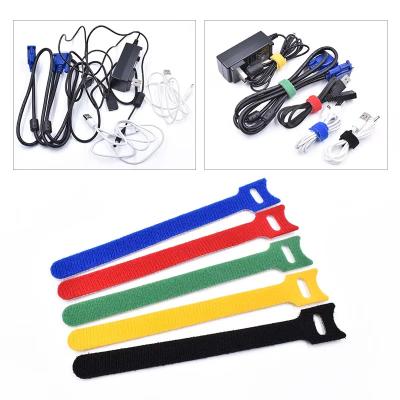 China Customized Hook And Loop Cable Ties Self Locking Reusable Velcro Cable Ties Adjustable for sale
