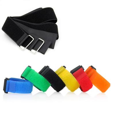 China Reusable Hook And Loop Strap Adjustable Hook And Loop Fastening Cable Ties With Metal Buckle for sale