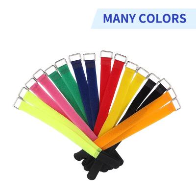 China Reusable Hook And Loop Strap Adjustable Hook And Loop Fastening Cable Ties With Metal Buckle for sale