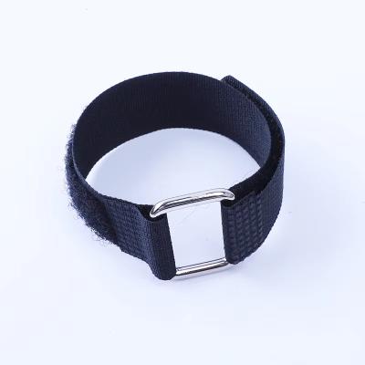 China Reusable Hook And Loop Strap Adjustable Hook And Loop Fastening Cable Ties With Metal Buckle for sale