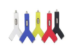 China Portable Mobile phones dual 5V USB Car Charger Y Style micro usb car chargers for sale
