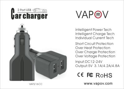 China Quick charger 4.8A  2 Port Intelligent Dual USB Car Charger for iPhone iPad Samsung Tab and Andorid phone for sale