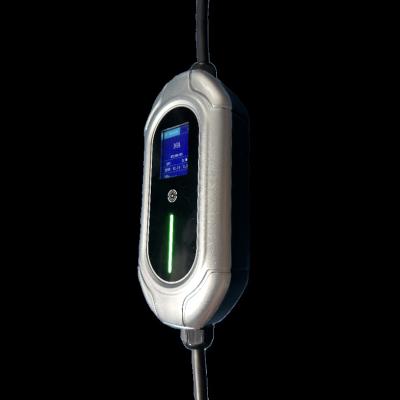 China Portable Electric Vehicle AC Station 3.5kw 7kw 16A 32A Type 2 Mobile Level 2 EV Charger with OLED Screen for New Car Manufacture for sale