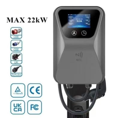 China 22 kW Fast Charging EV Wall Box Charger with 32A Rated Current and OCPP Compatibility for Public EV Charging Stations for sale