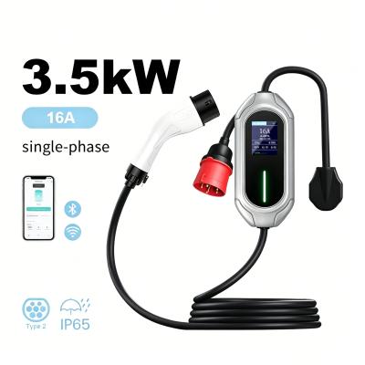 China 7KW/3.5KW Portable EV Charger with LCD Display and IP55 Waterproof Rating for New Energy Vehicles for sale