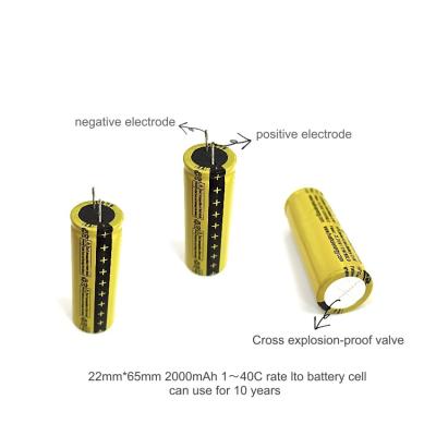 Quality 32000 Cycle Life LTO Lithium Titanate Cell 2265 2.4V 2Ah Lithium Batteryfor sale
