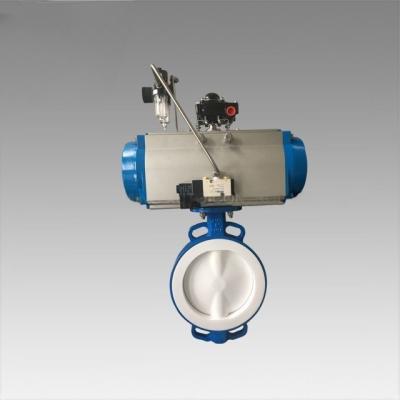 Cina Valvola a farfalla pneumatica di tenuta in PTFE, Valvola a farfalla azionata pneumaticamente DN25~DN1000 in vendita