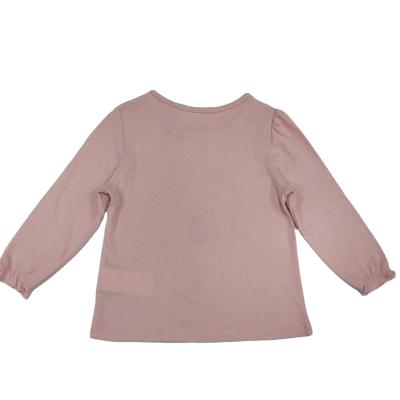 China Jersey Fabric Type Girls Tshirt Kids Crewneck Button Child Pullover for Infant Toddlers for sale