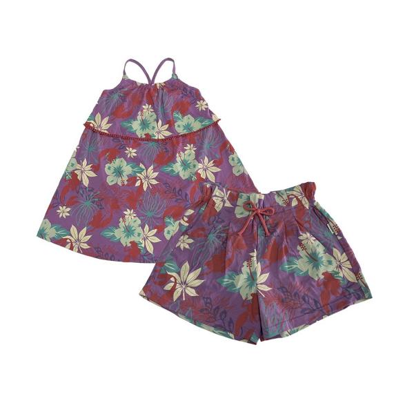 Quality 2022 England Style Cotton Lovely Sling Floral Kids Clothing Sets for Girls for sale