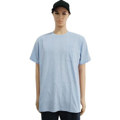 Cina T-shirt anti-rughe oversize da uomo con tasca anteriore T-shirt di cotone semplice in vendita