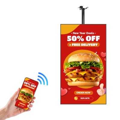 China Narrow Bezel Cafe Restaurant Digital Menu Board Wall Mounted Hanging 4K UHD Commercial Display for sale