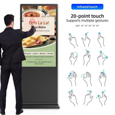 China Floor Standing LCD Advertising Digital Signage Player Touch Screen Kiosk Display Shopping Mall 4K UHD for sale