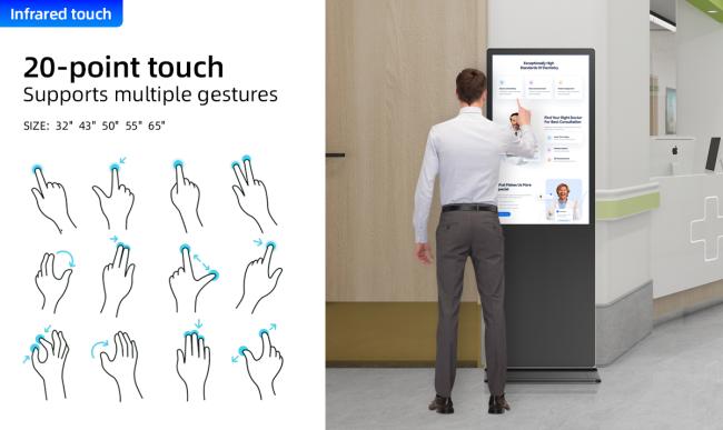 Digital signage display side profile with floor stand
