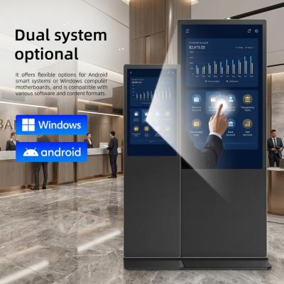 China 86 Inch Floor Standing LCD Digital Signage Bank Branch Display Interactive Infrared Touch 4K UHD for sale