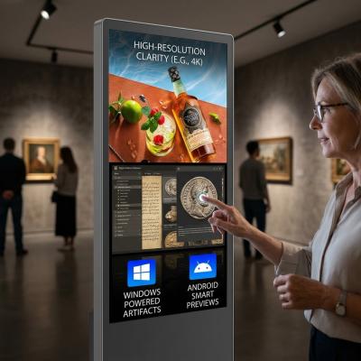 China 27 Inch Floor Standing LCD Digital Signage Museum Exhibition Display Interactive Infrared Touch Full HD for sale