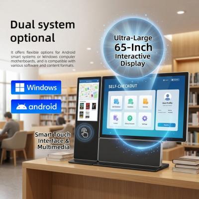 China 65 Inch Tabletop Kiosk LCD Digital Signage Library Display Interactive 10-Point Touch 4K UHD for sale