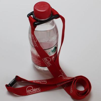 China Custom Printed Bottle Holder Beverage & Water Bottle Holder Lanyards handy adjustable strap with a small carabiner clip for sale