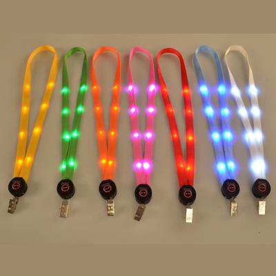 China LED Lanyards Hold ID Badge Light Up LED Flashing Lanyard necklaces are great for trade show logo printed lanyards for sale