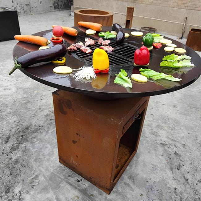high quality rust corten steel bbq grill
