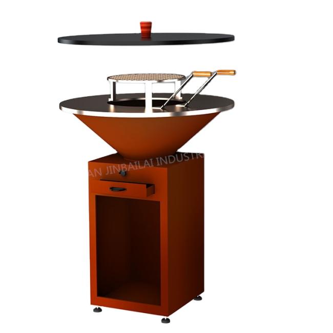 freestanding rust corten steel bbq grill