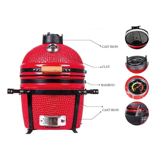 European And American BBQ Charcoal Ceramic Smoking Grill - 15-Inch Tabletop Model (4)