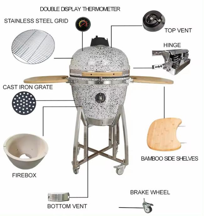garden ink painting ceramic barbecue grill