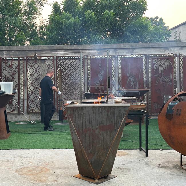 steel wood burning bbq grill