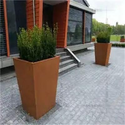 China Rectangular Flower Pot Garden Metal Ornaments Corten Plant Pots 1000mm Long for sale