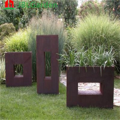 Cina Vaso da fiori in acciaio corten Fioriera decorativa per esterni rialzata in metallo Fioriera arrugginita in acciaio corten in vendita