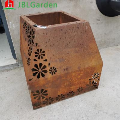 Cina Vaso a prova di tempo Vaso da fiori giardino Ornamenti metallici Corten Acciaio Cassa da piantagione 1.5m Lunghezza in vendita