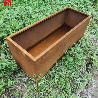 Cina Vaso a prova di tempo Vaso da fiori giardino Ornamenti metallici Corten Acciaio Cassa da piantagione 1.5m Lunghezza in vendita