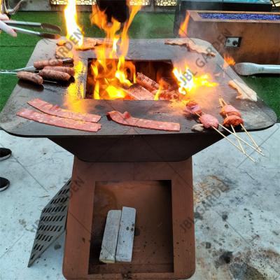 China 850mm Diameter Corten Steel Fireplace Grill Smoker Bbq Grill INTERTEK Certified for sale