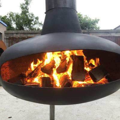 中国 rustproof Hotel Suspended Wood Burning Stove Rotating Hanging Fireplace 1000mm 販売のため