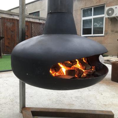 中国 rustproof Hotel Suspended Wood Burning Stove Rotating Hanging Fireplace 1000mm 販売のため