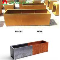 China Customized Garden Rectangular Metal Flower Pot Corten Steel Planter Pots for sale