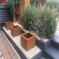 China Customized Garden Rectangular Metal Flower Pot Corten Steel Planter Pots for sale