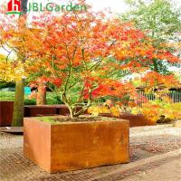 China Customized Garden Rectangular Metal Flower Pot Corten Steel Planter Pots for sale