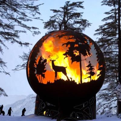 Cina Sfera d'acciaio 1000mm rossa rustica all'aperto del braciere di Corten o su misura in vendita