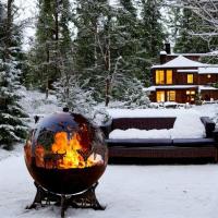 China Outdoor 800mm Diameter Rustic Red Steel Fire Ball Or Customized for sale