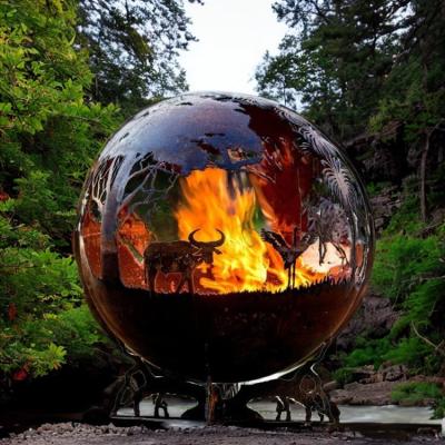 China Wood Burning Steel Fire Pit Rustic Red Or Customized Backyard Fire Pit for sale