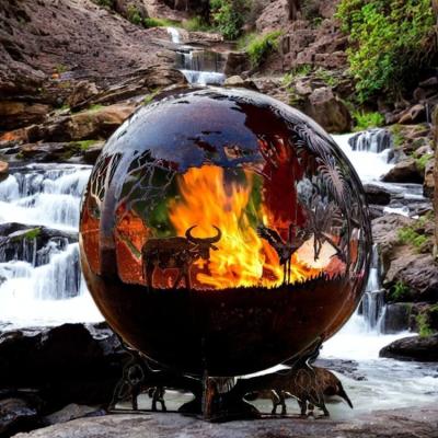 China Wood Burning Steel Fire Pit Rustic Red Or Customized Backyard Fire Pit for sale