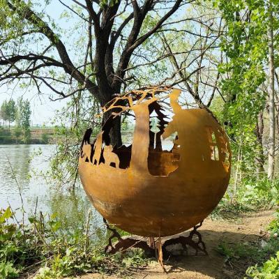 Cina Rustico rosso 600 mm sfera in acciaio corten per il montaggio del pozzo del fuoco richiesto in vendita