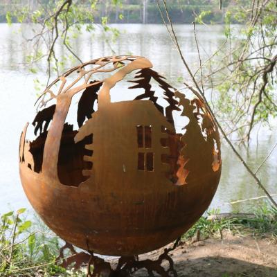 Cina Rustico rosso 600 mm sfera in acciaio corten per il montaggio del pozzo del fuoco richiesto in vendita