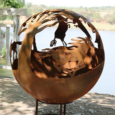 Cina Rustico rosso 600 mm sfera in acciaio corten per il montaggio del pozzo del fuoco richiesto in vendita