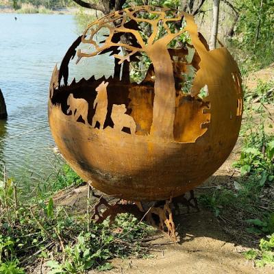 Cina Accensione manuale Fuoco rotondo in acciaio corten 3 mm Spessore 60 cm in vendita
