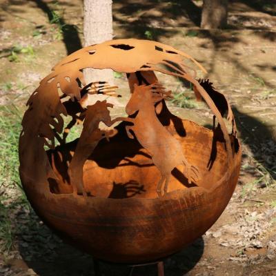 Cina 60cm Hnjbl Legno da ardere rotondo Corten Fuoco Pit Sfera rustico Rosso o personalizzato in vendita
