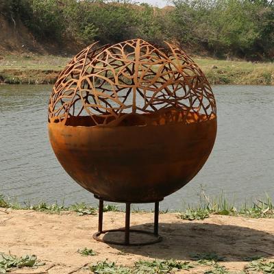 Cina 60cm Hnjbl Legno da ardere rotondo Corten Fuoco Pit Sfera rustico Rosso o personalizzato in vendita