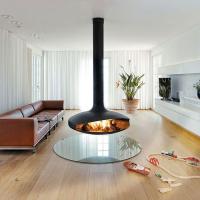 China Customizable Wood Pellet Fireplace Hanging Suspended From Ceiling for sale