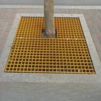 China Sidewalks Fiberglass Grating Tree Cover Rectangular And Square Shape Density Tree Grate for sale