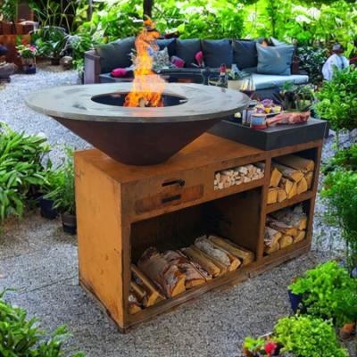 Cina Outdoor Camping portable Stainless Steel BBQ Grill Assembly Required 800mm Cooking Plate Corten Steel in vendita